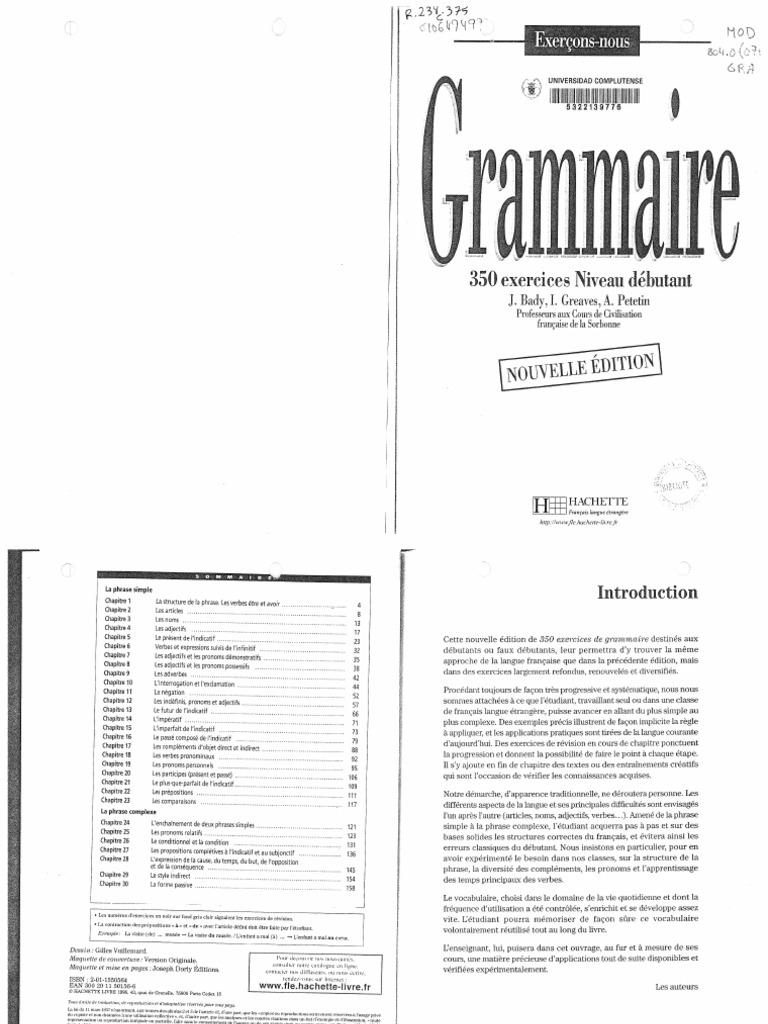 350 Ejercicios de Gramatica - en Frances | PDF