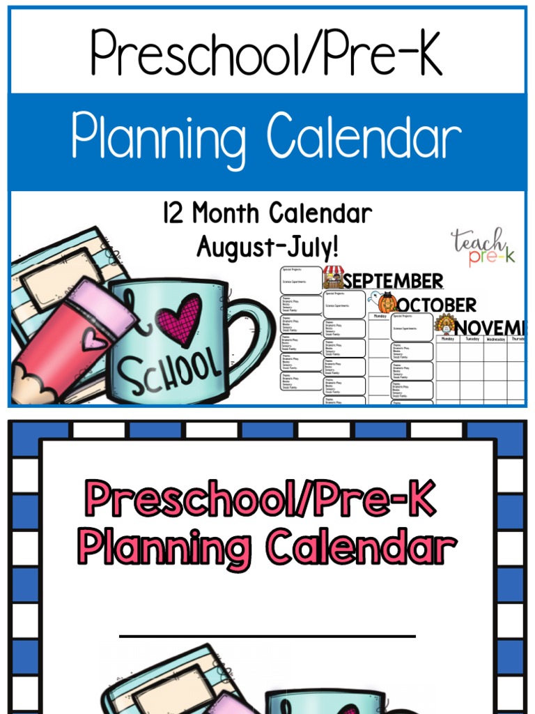 Planning Calendar: Preschool/Pre-K | PDF | Language Arts & Discipline