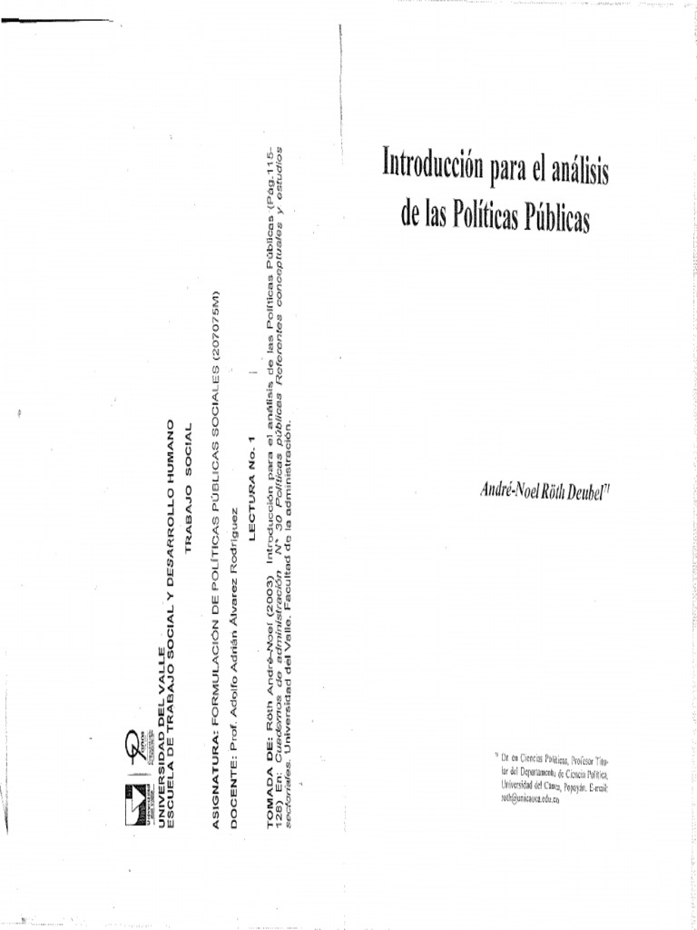Roth André Noel Introduccion para El Analisis | PDF | Estado (política ...