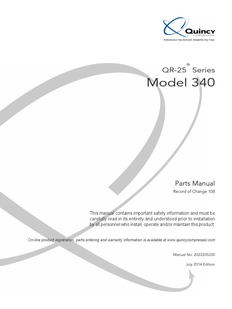 Manual de Partes QR-25 Model 340 | PDF | Piston | Valve