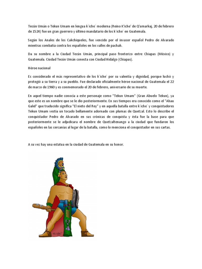 Héroe Nacional Tecún Umán: Historia y Legado | PDF