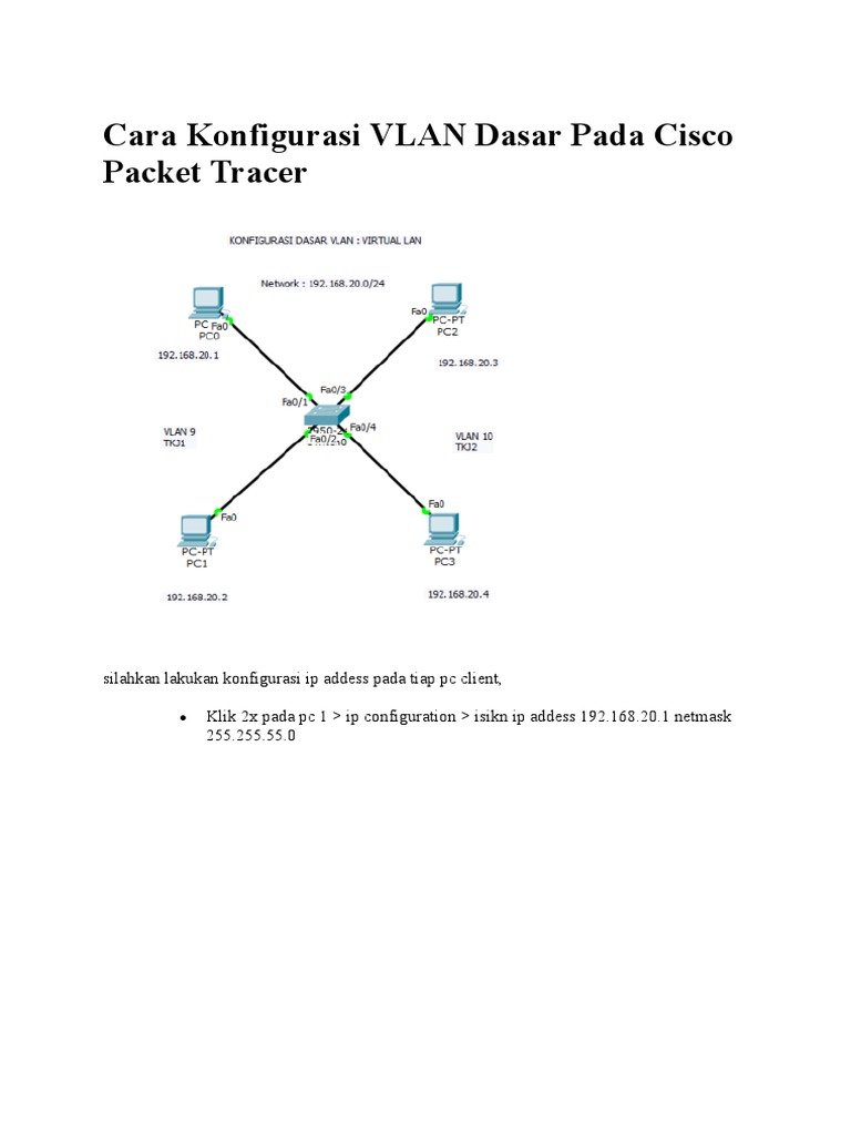 Cara Konfigurasi VLAN Dasar Pada Cisco Packet Tracer | PDF