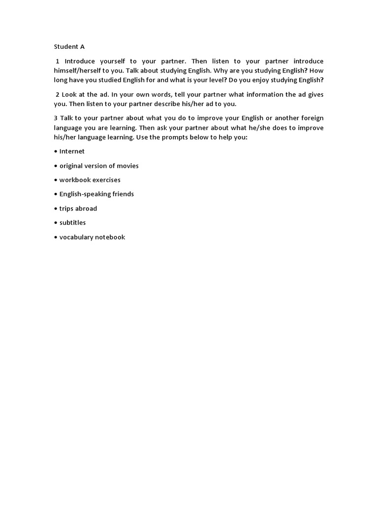 Pre-Intermediate Tests Speaking | PDF | English Language | Semiotics