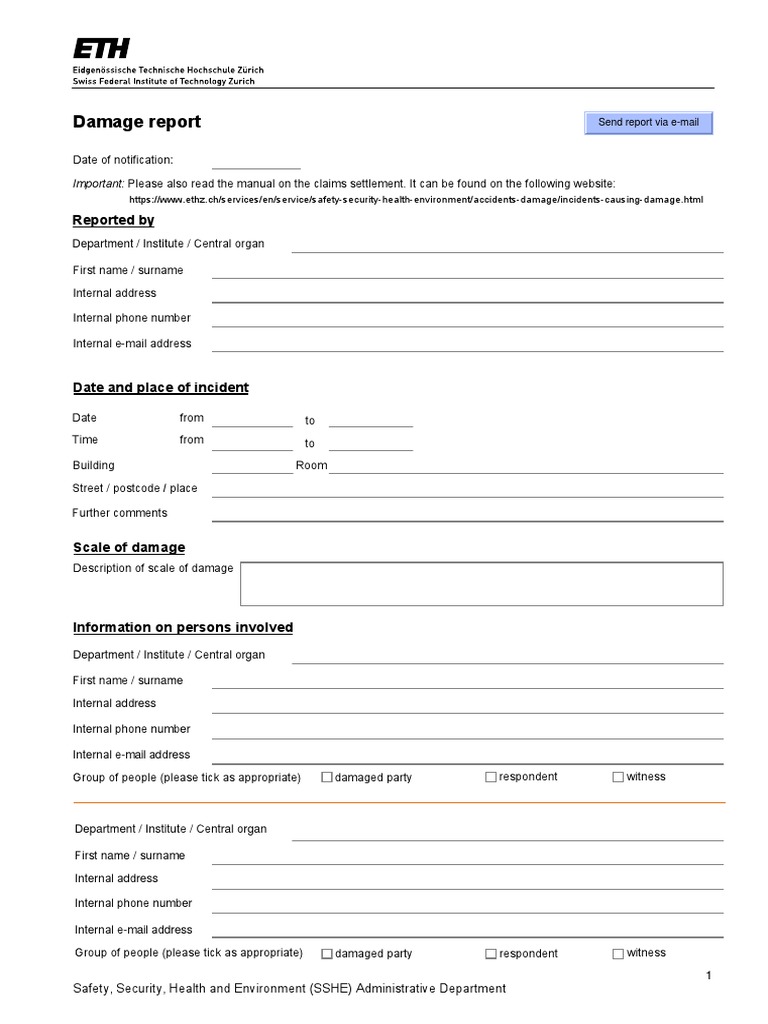 Reporting Damage Form | PDF | Business