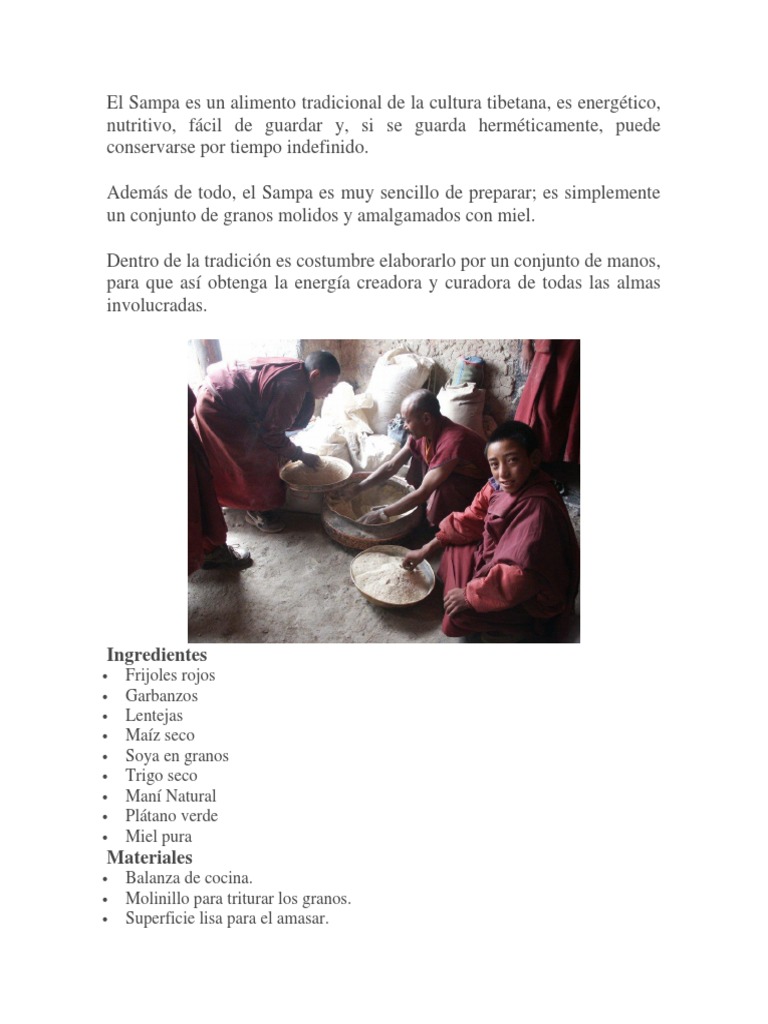 Sampa: Alimento Tibetano Energético | PDF | Kilogramo | Alimentos