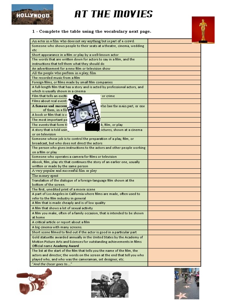 At The Movies Fun Activities Games Reading Comprehension Exercis 27384 ...