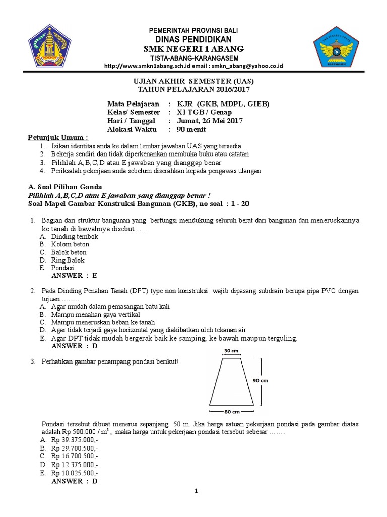 Soal KJR Gabung Uas Genap GKB Xi | PDF