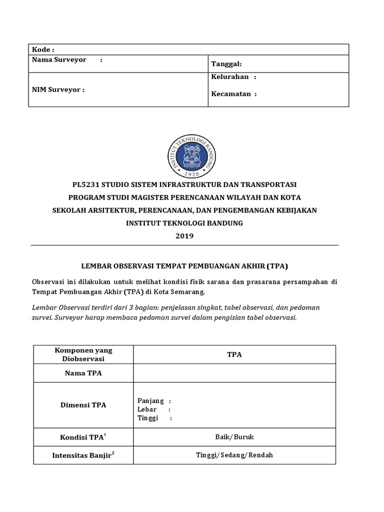 Lembar Observasi TPSA | PDF