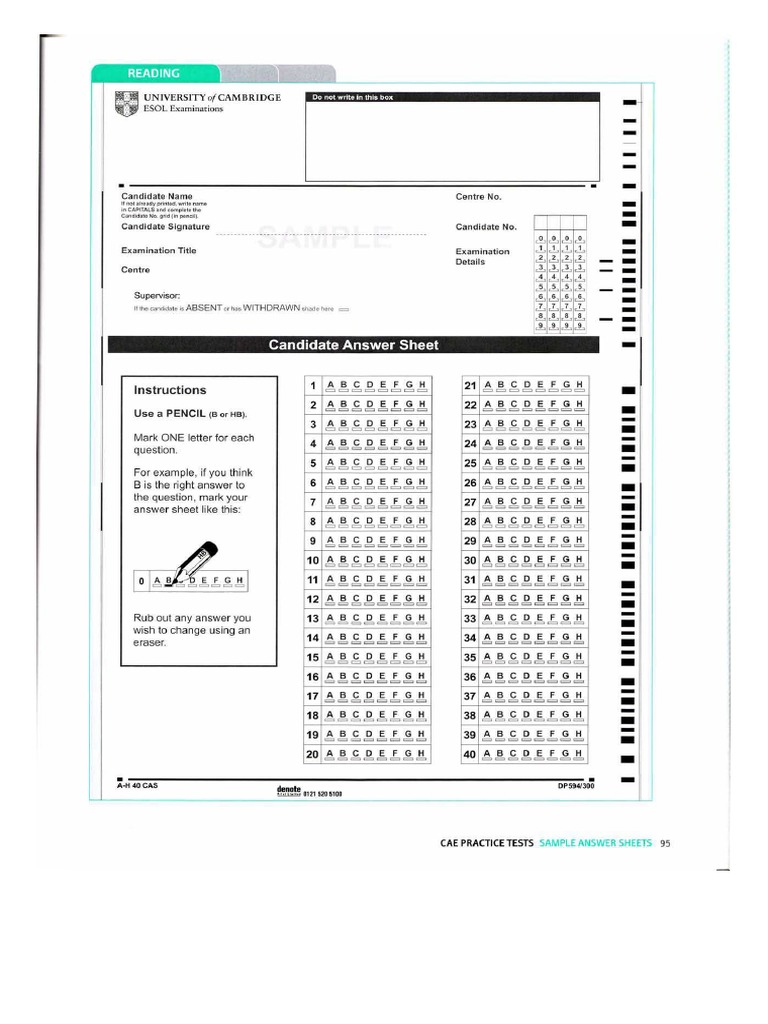 Answer Sheet CAE | PDF