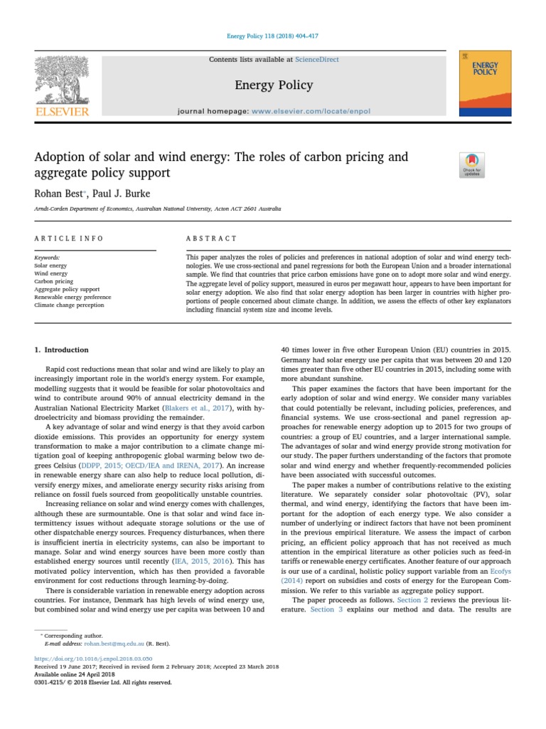 Adoption of Solar Energy | PDF | Solar Power | Wind Power