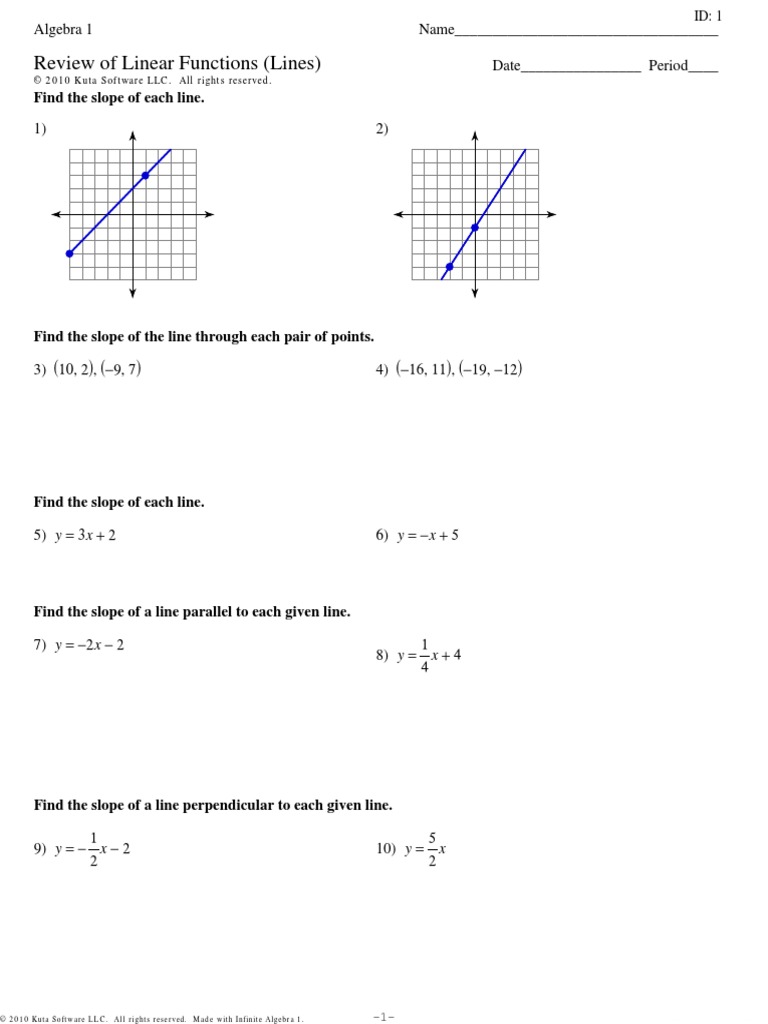 Linear Functions Review Packet | PDF | Equations | Mathematical Analysis
