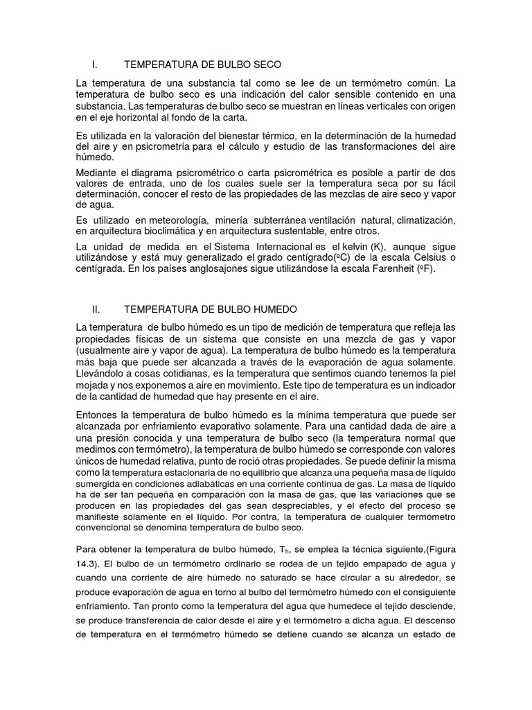 Temperatura de Bulbo Seco | PDF | Entalpía | Humedad