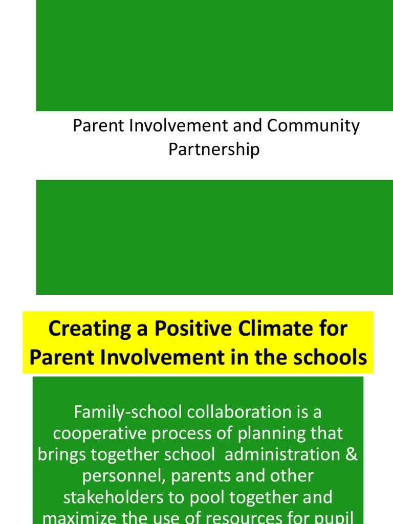 Parent Involvement & Community Partnership | PDF | Parenting ...