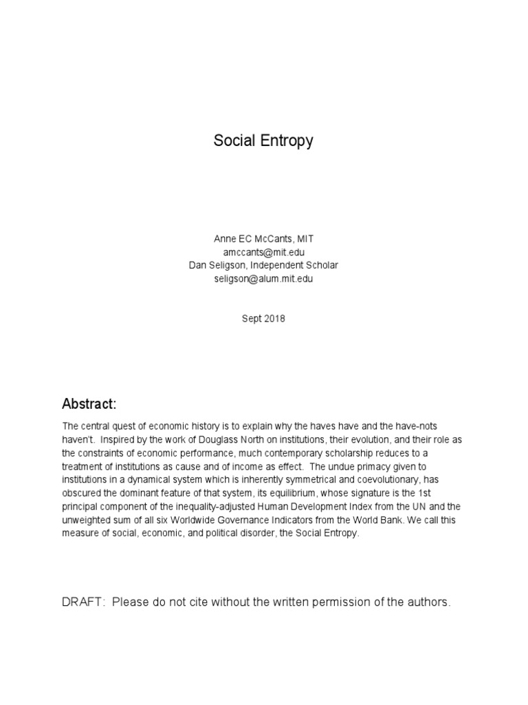 Social Entropy | PDF | Entropy | Second Law Of Thermodynamics