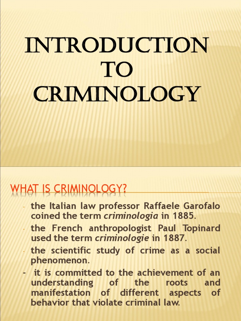 Introduction To Criminology - PPT (New) | PDF | Crime & Violence ...