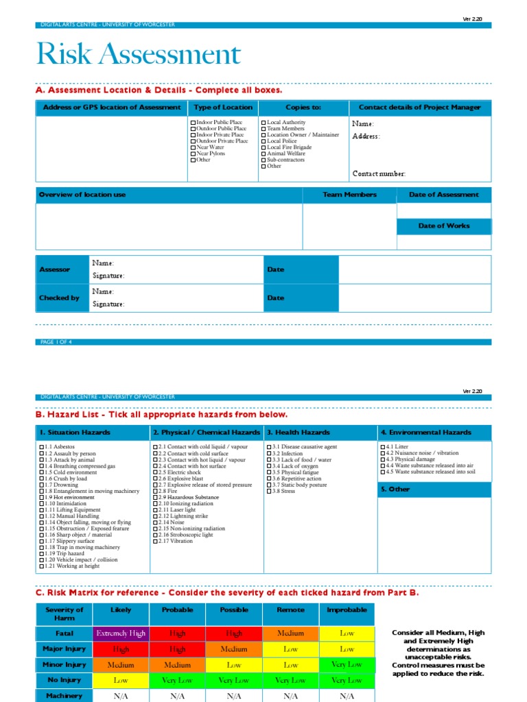 Risk Assessment Template v2 | PDF | Hazards | Risk