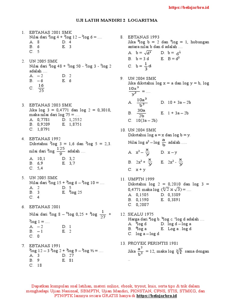 Latihan Soal LOGARITMA | PDF