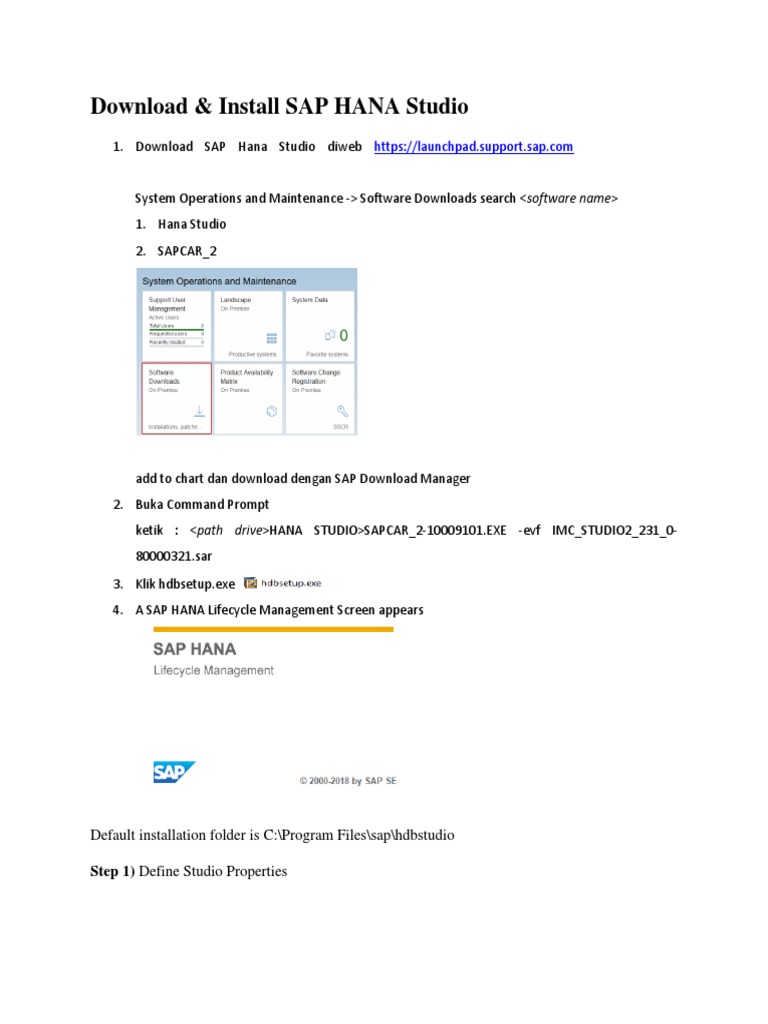 Install SAP HANA Studio: Default Installation Folder Is C:/Program ...