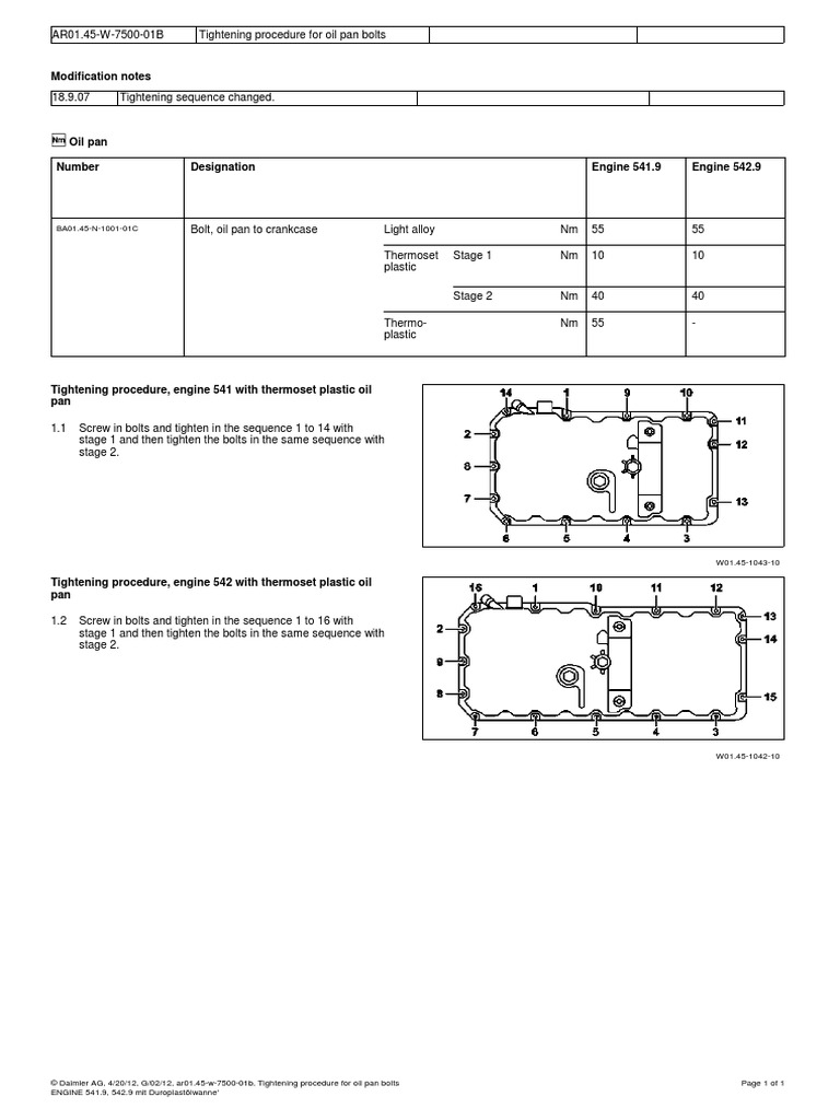 Tightening Procedure For Oil Pan Bolts | PDF