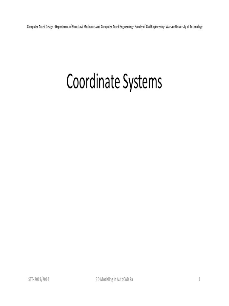 Coordinate Systems | PDF | Cartesian Coordinate System | 3 D Computer ...