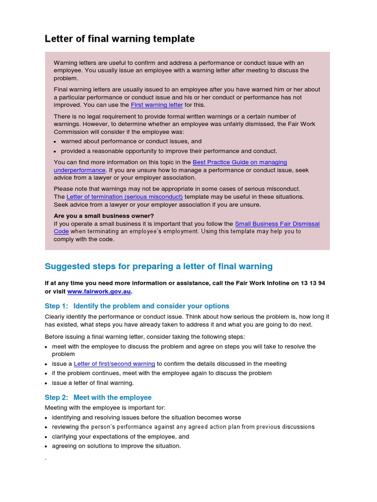 Final warning template | PDF | Employment | Government