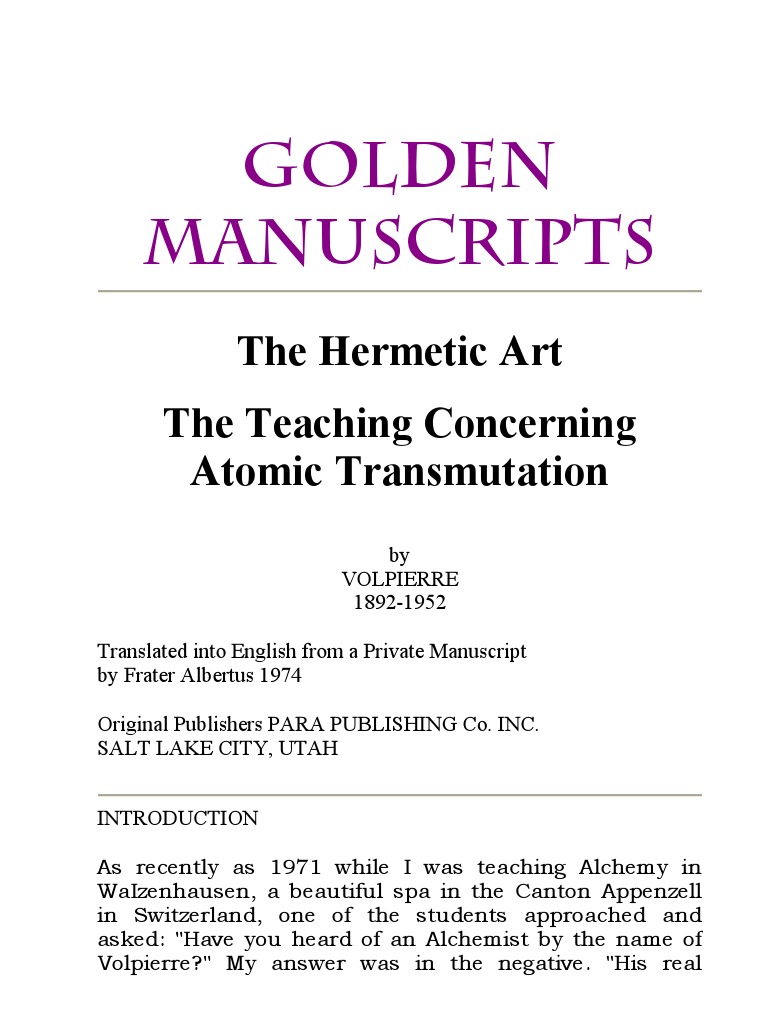 Golden Manuscript Series by Volpierre | PDF | Alchemy | Matter