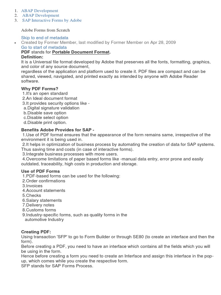 ABAP Adobe Forms Development | PDF | Page Layout | Interface (Computing)