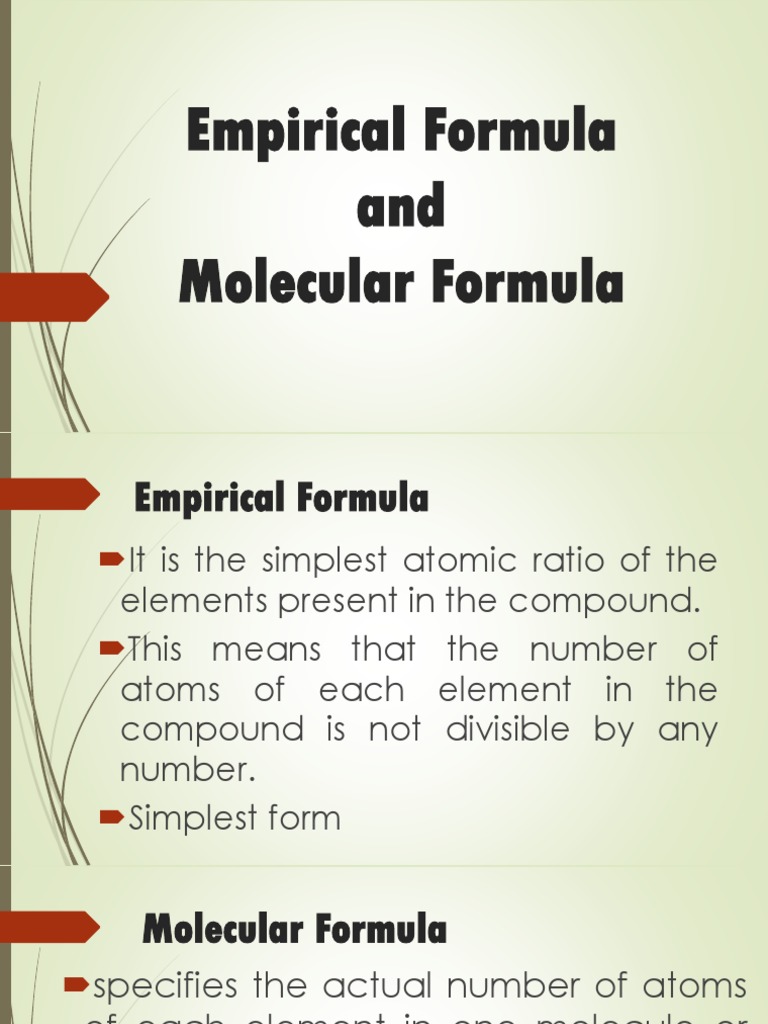 Empirical vs. Molecular Formula Explained | PDF | Mole (Unit) | Molecules