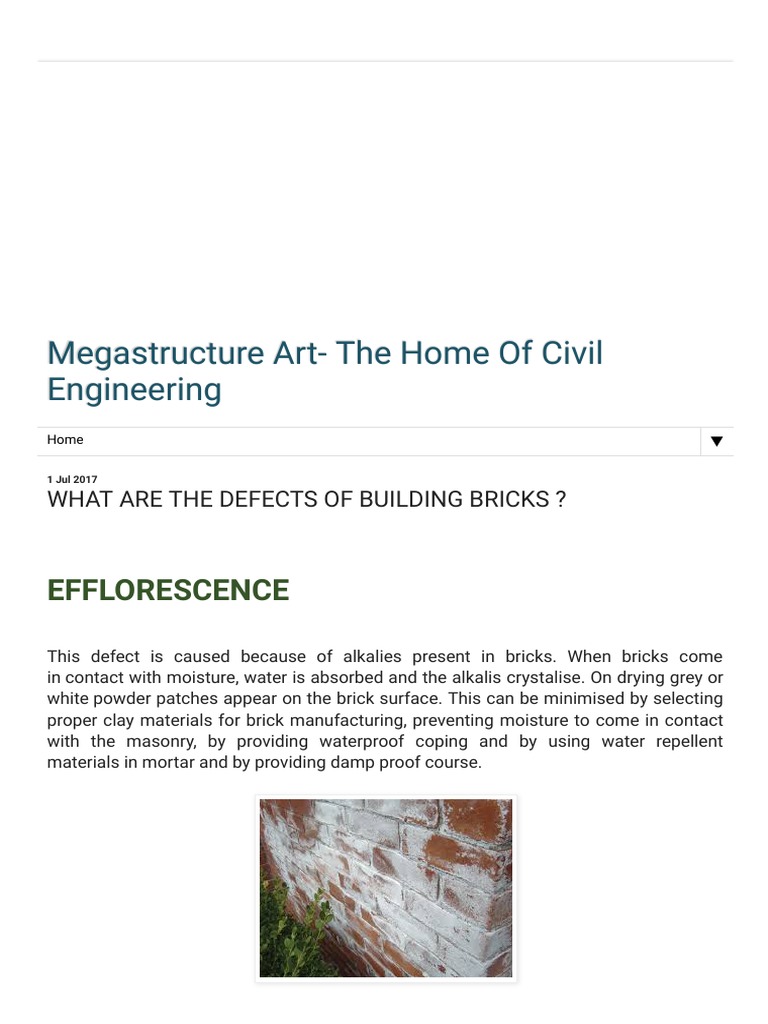 Common Defects in Building Bricks and Their Causes | PDF | Brick | Masonry