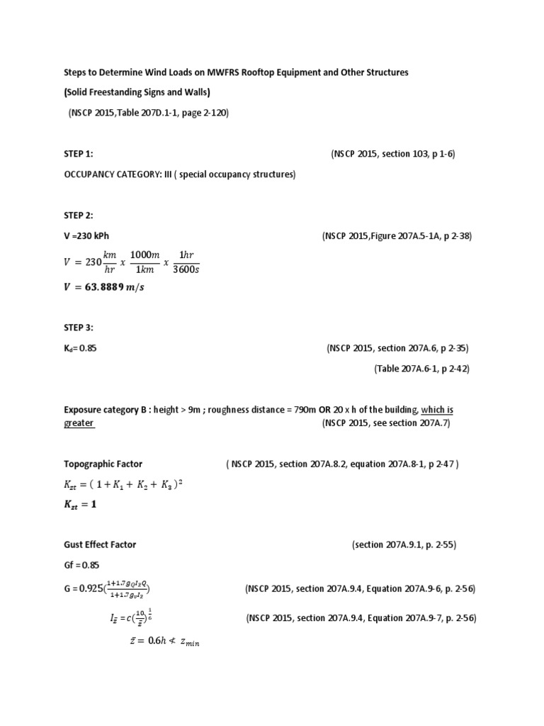 Wind Load Calculation for Structures | PDF | Weight | Force
