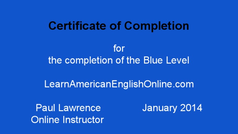 Blue Level Certificate PDF | PDF