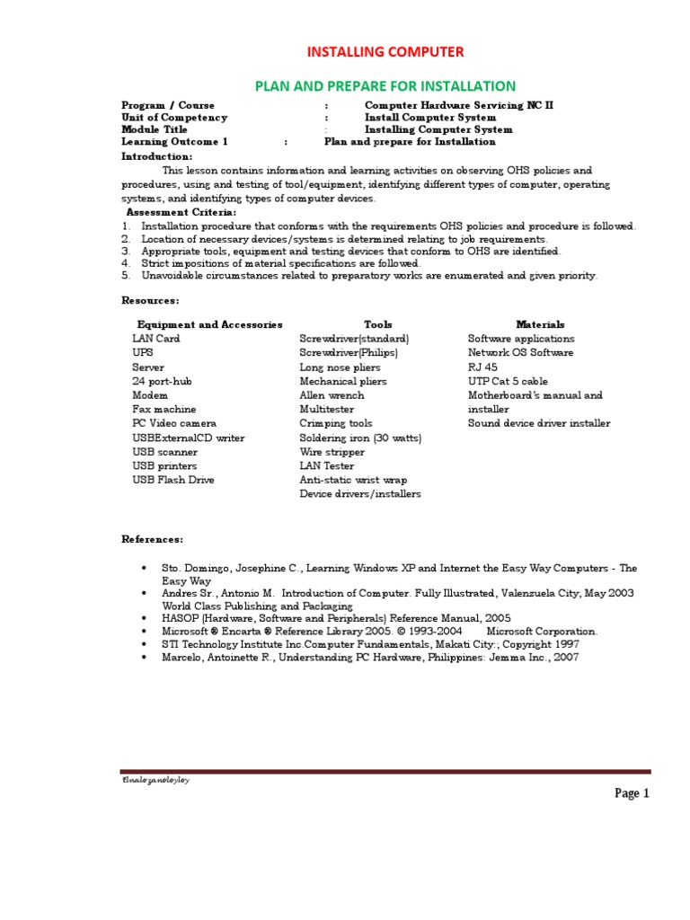 CSS Installing Computer System | PDF | Personal Computers | Operating System
