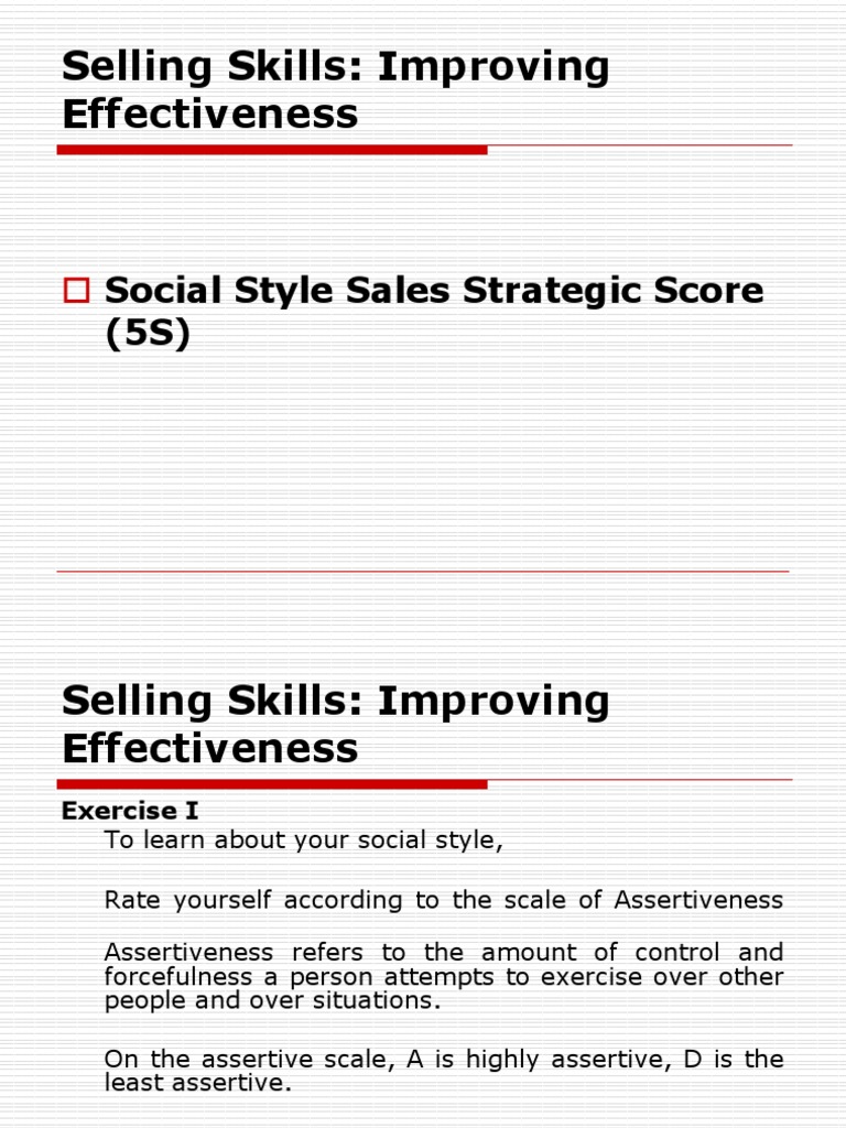 Selling Skills: Improving Effectiveness: Social Style Sales Strategic ...