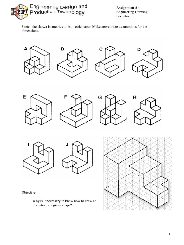Engineering Drawing Isometric 1: Assignment # 4 | PDF
