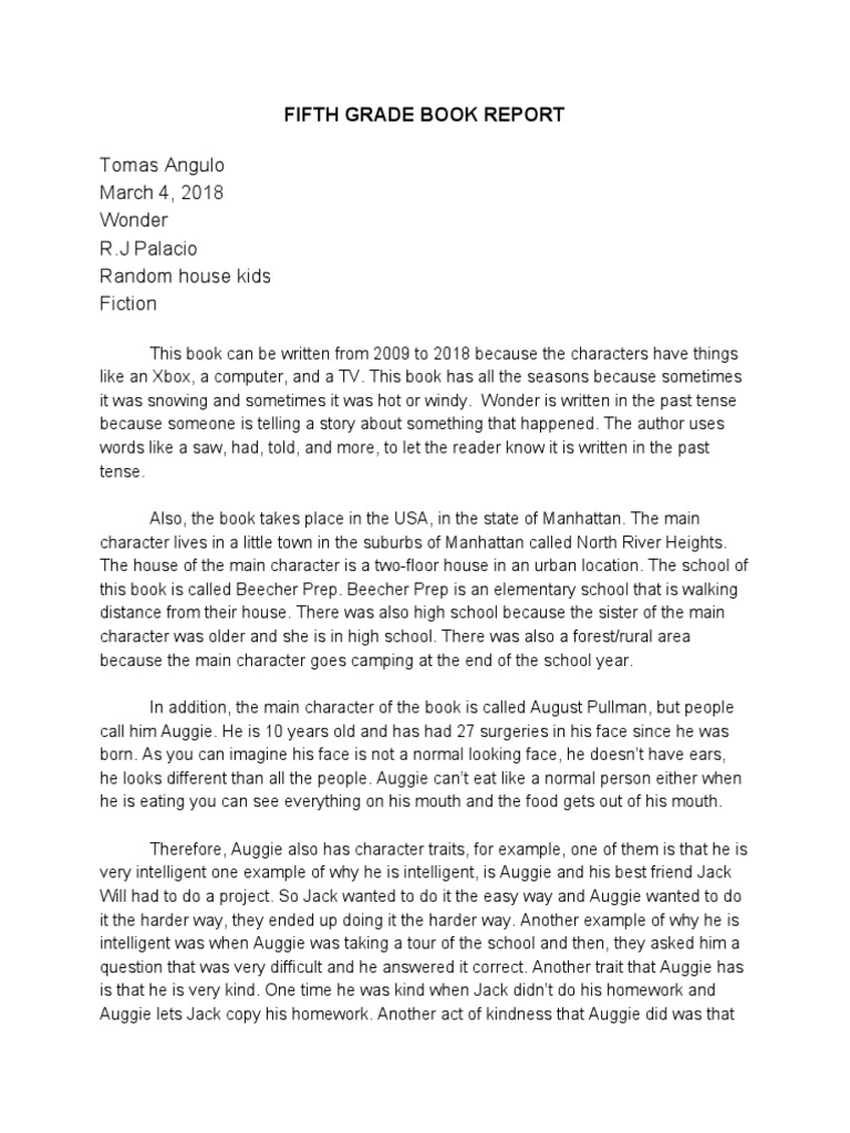 Wonder Book Report | PDF