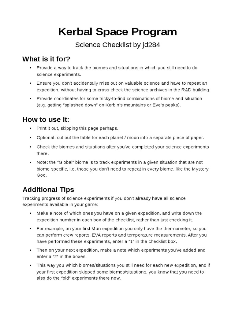 KSP Science Checklist | PDF | Outer Space | Physical Geography