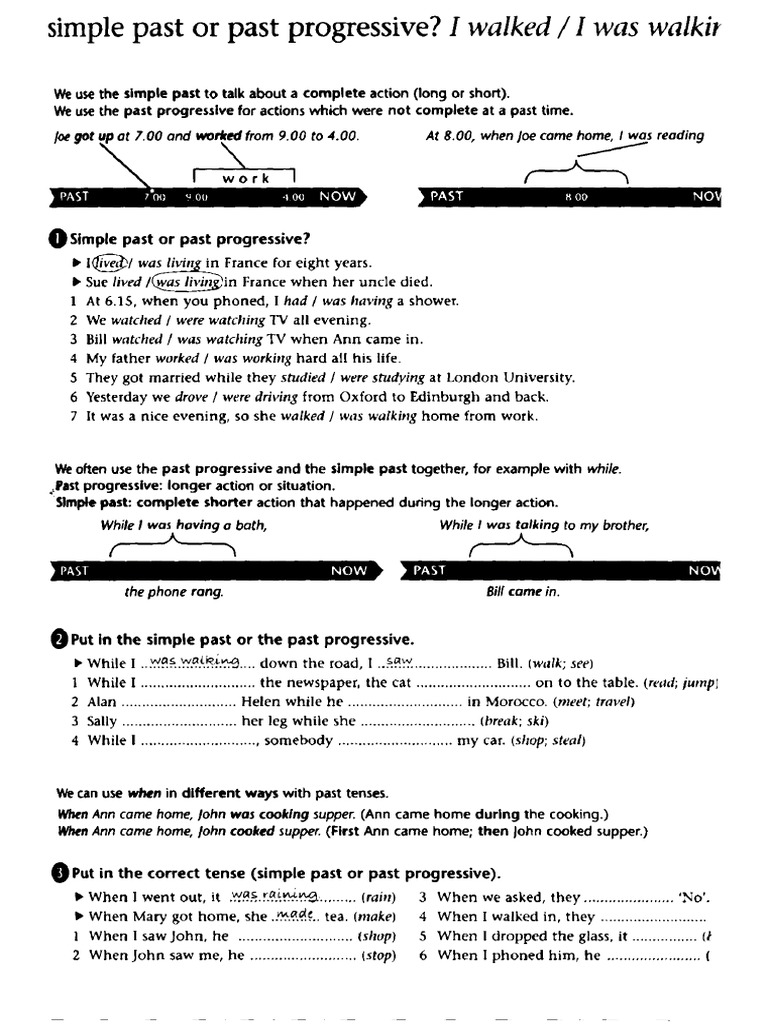 6.-Simple Past and Past Progressive | PDF
