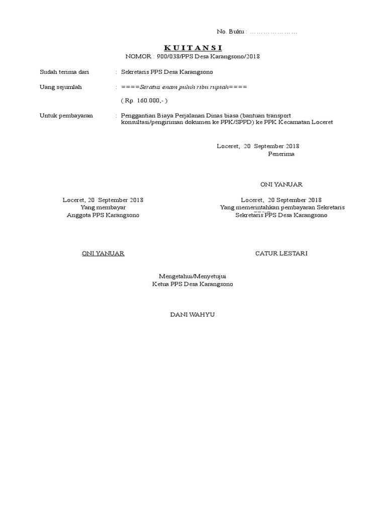 SPPD Desa Karangsono | PDF