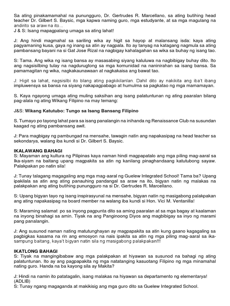 Script Filipino Emcee | PDF