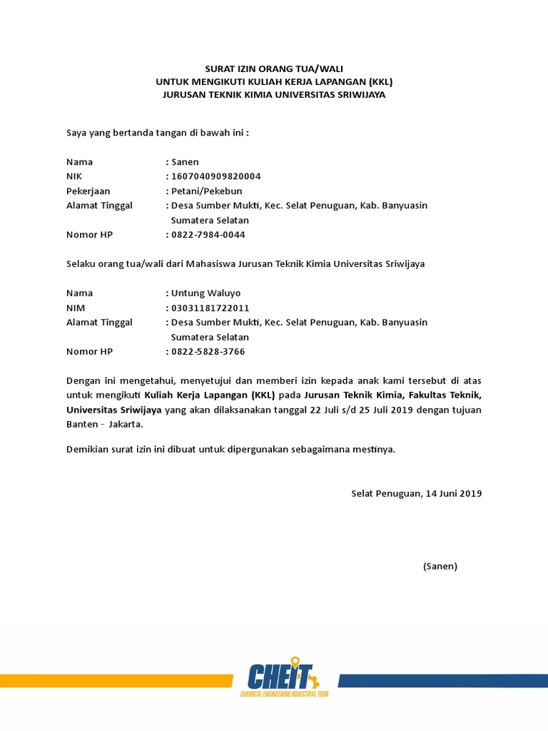 Surat Izin KKL Untung Waluyo | PDF | Sains & Matematika