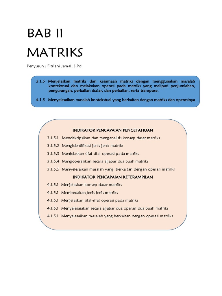 Bahan Ajar Matriks | PDF