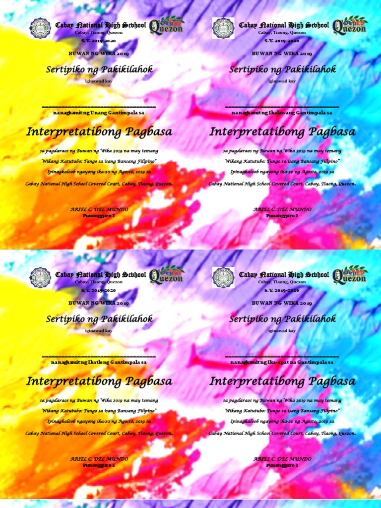 Sertipiko NG Pakikilahok | PDF