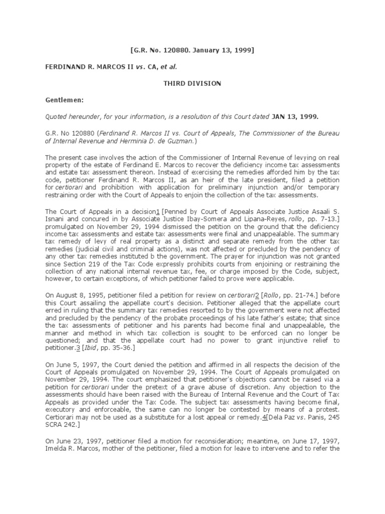 Marcos II v. CA | Download Free PDF | Injunction | Certiorari