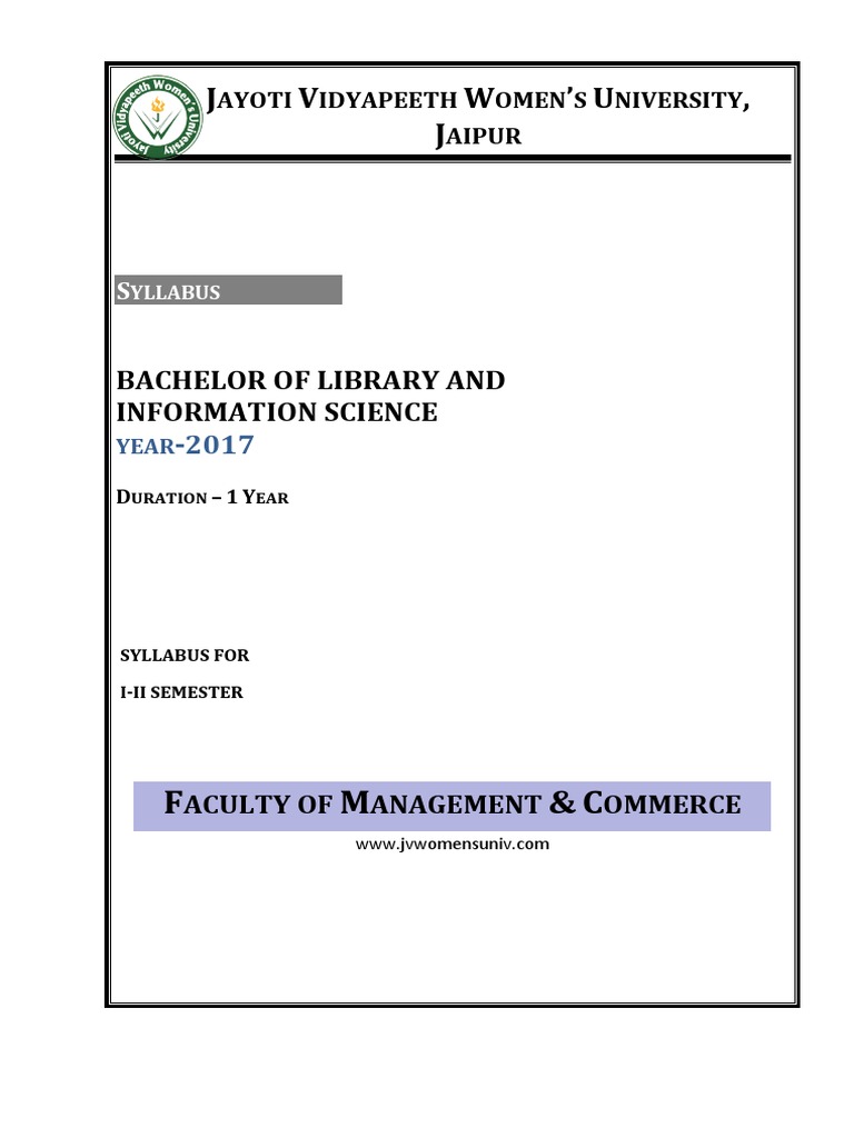 B.Lib Syllabus | PDF | Cataloging | Conservation Biology