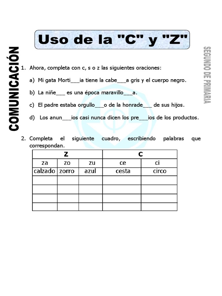 Ficha de Uso de La C y Z | PDF