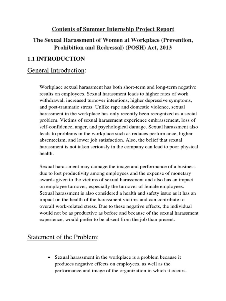 SI Report | PDF | Sexual Harassment | Occupational Stress