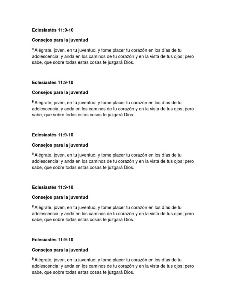 Consejos de Eclesiastés para jóvenes | PDF | Biblia hebrea | Biblia