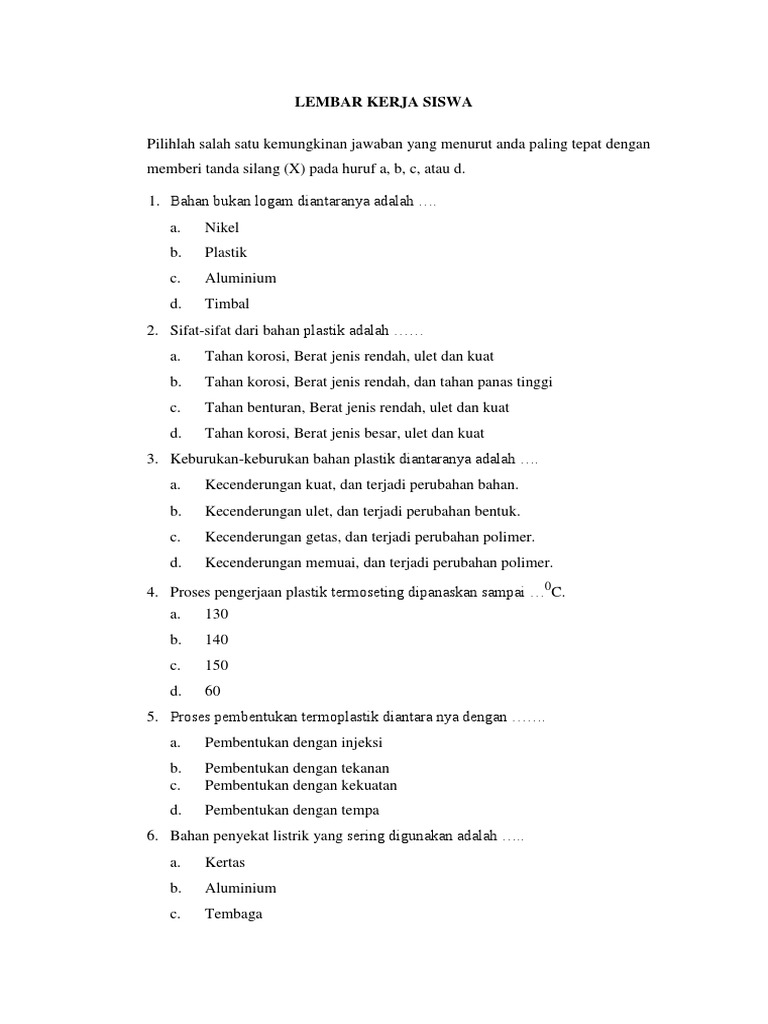 Lembar Tes Formatif | PDF