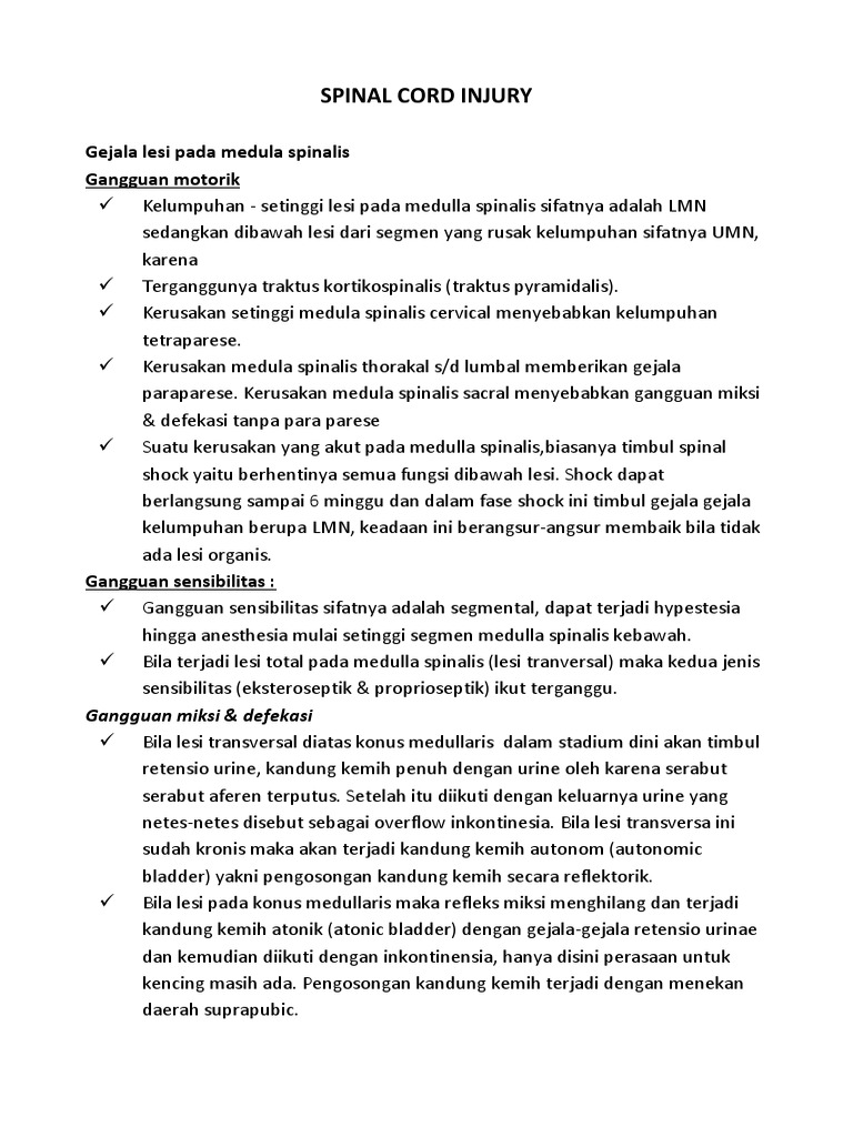 Spinal Cord Injury | PDF