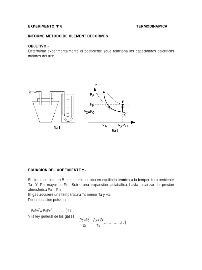 Metodo de Clement Desormes | PDF | Calor | Temperatura